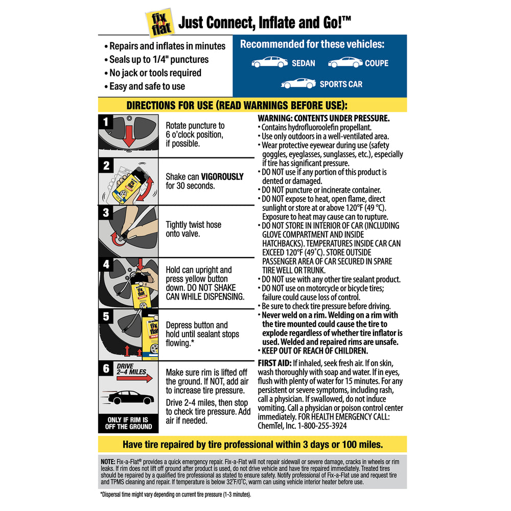 Fix-a-Flat 16 oz. for Standard Tires | Emergency Flat Tire Repair