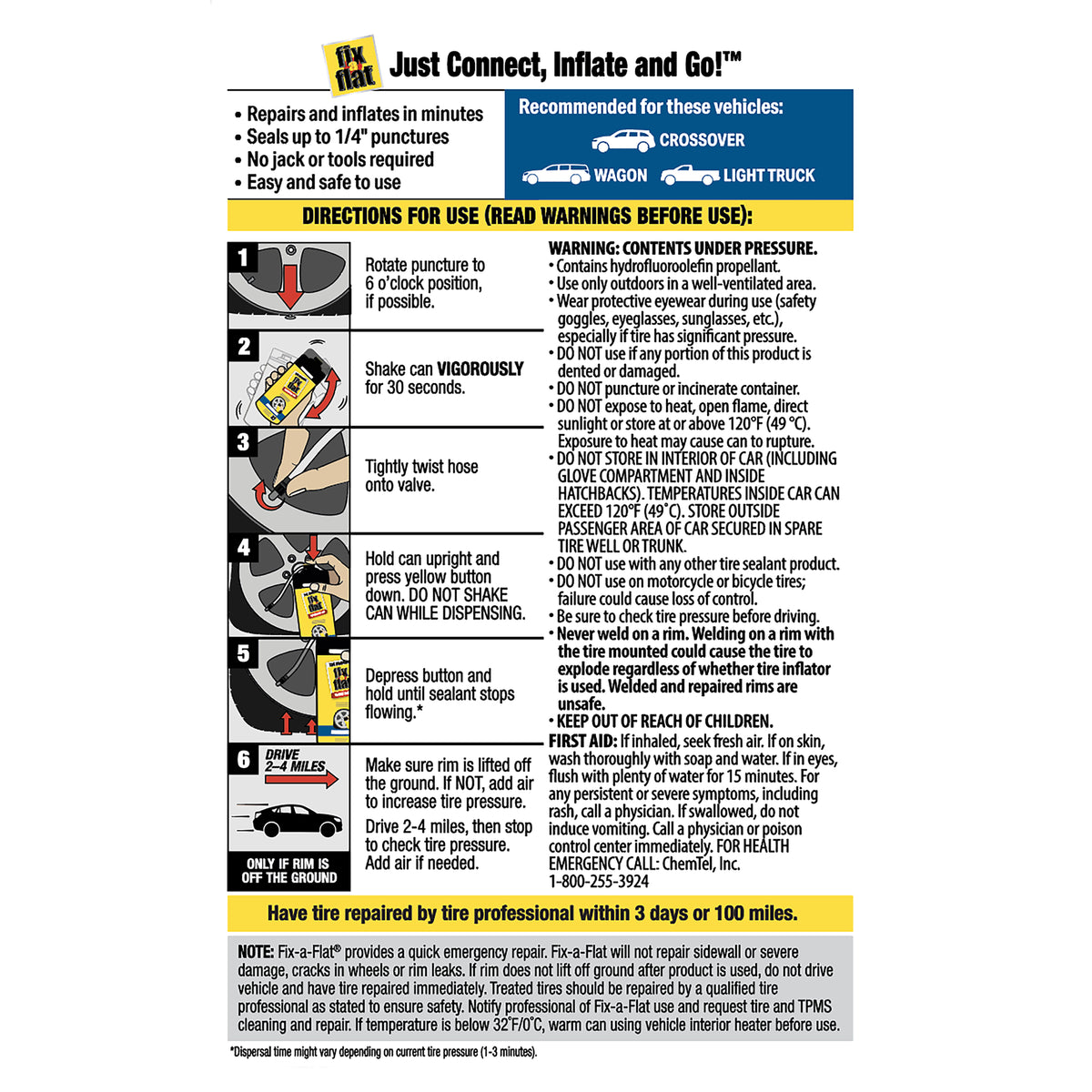 Fix-a-Flat 20 oz. for Large Tires | Emergency Flat Tire Repair